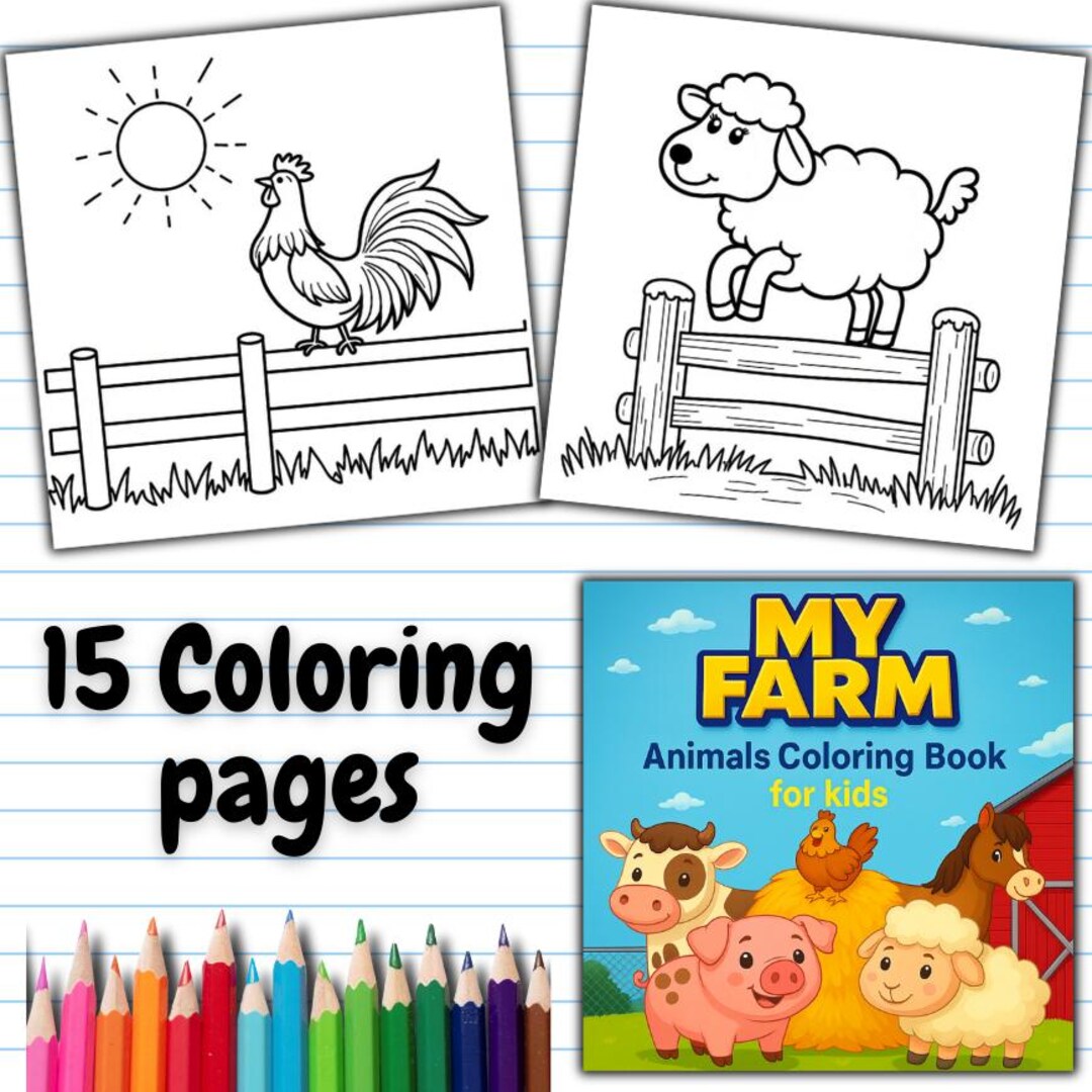 My Farm Animals Coloring Pages for Kids, 15 Fun Printable Sheets ...