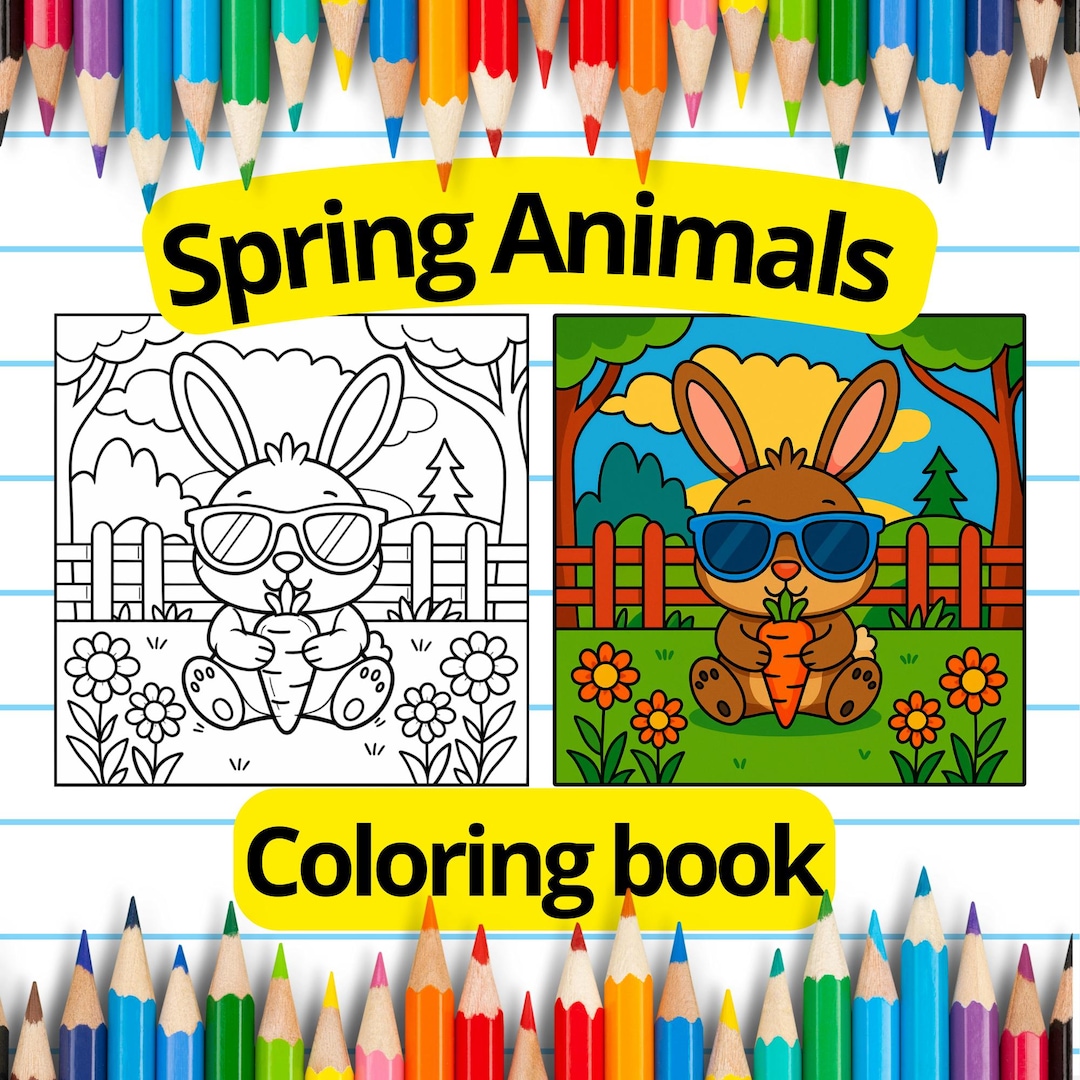 Spring Animals Coloring Pages for Kids – 15 Designs (digital Download ...