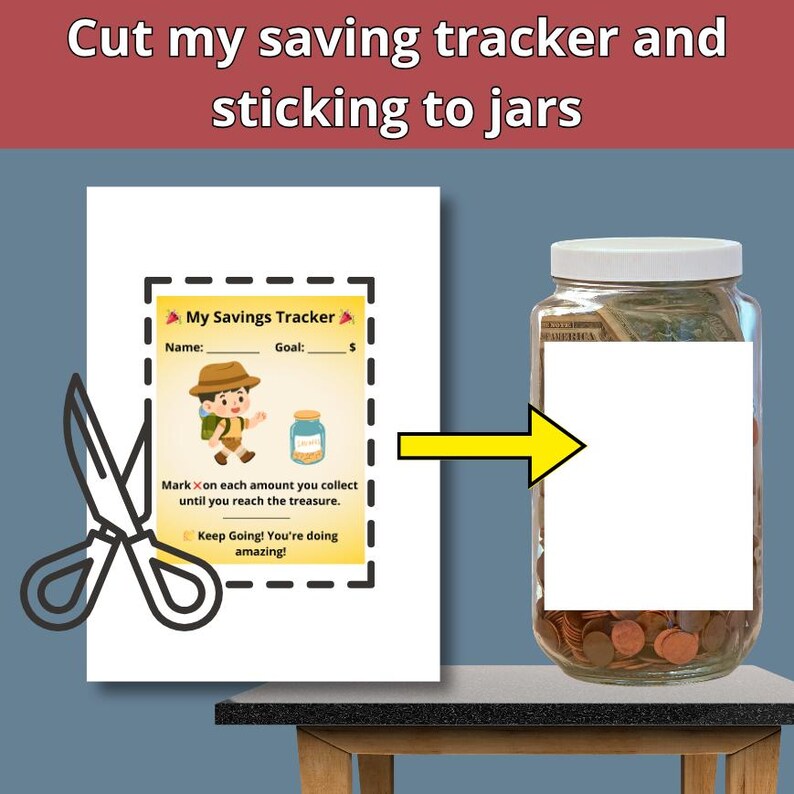 Kids Savings Tracker Printable, Easy Goal Treasure Map Chart + Jar ...