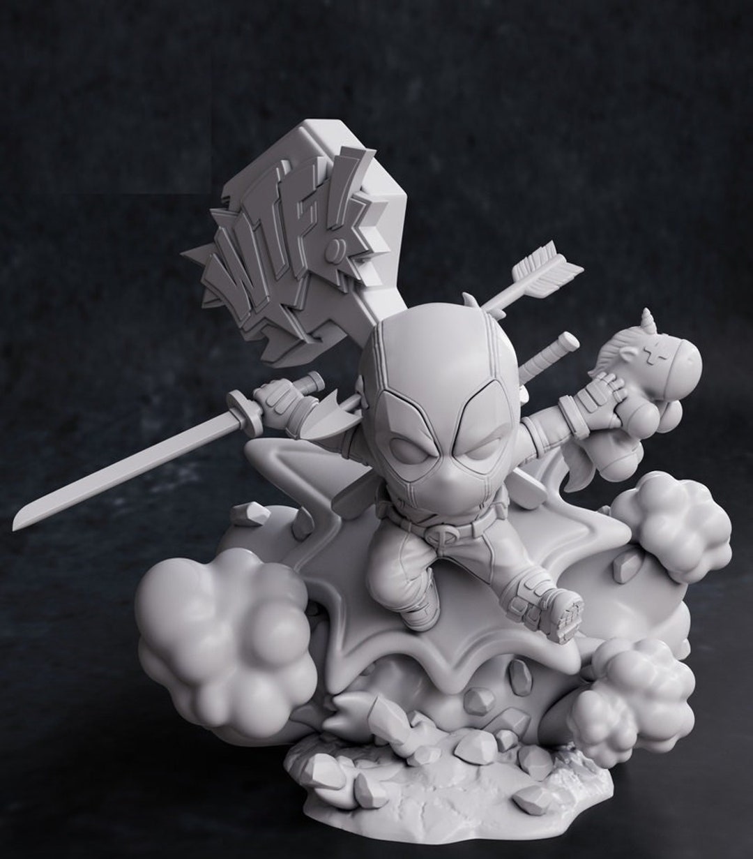 Cute Movie Figure Deadpool STL 3D Printing Digital File Movie Character ...