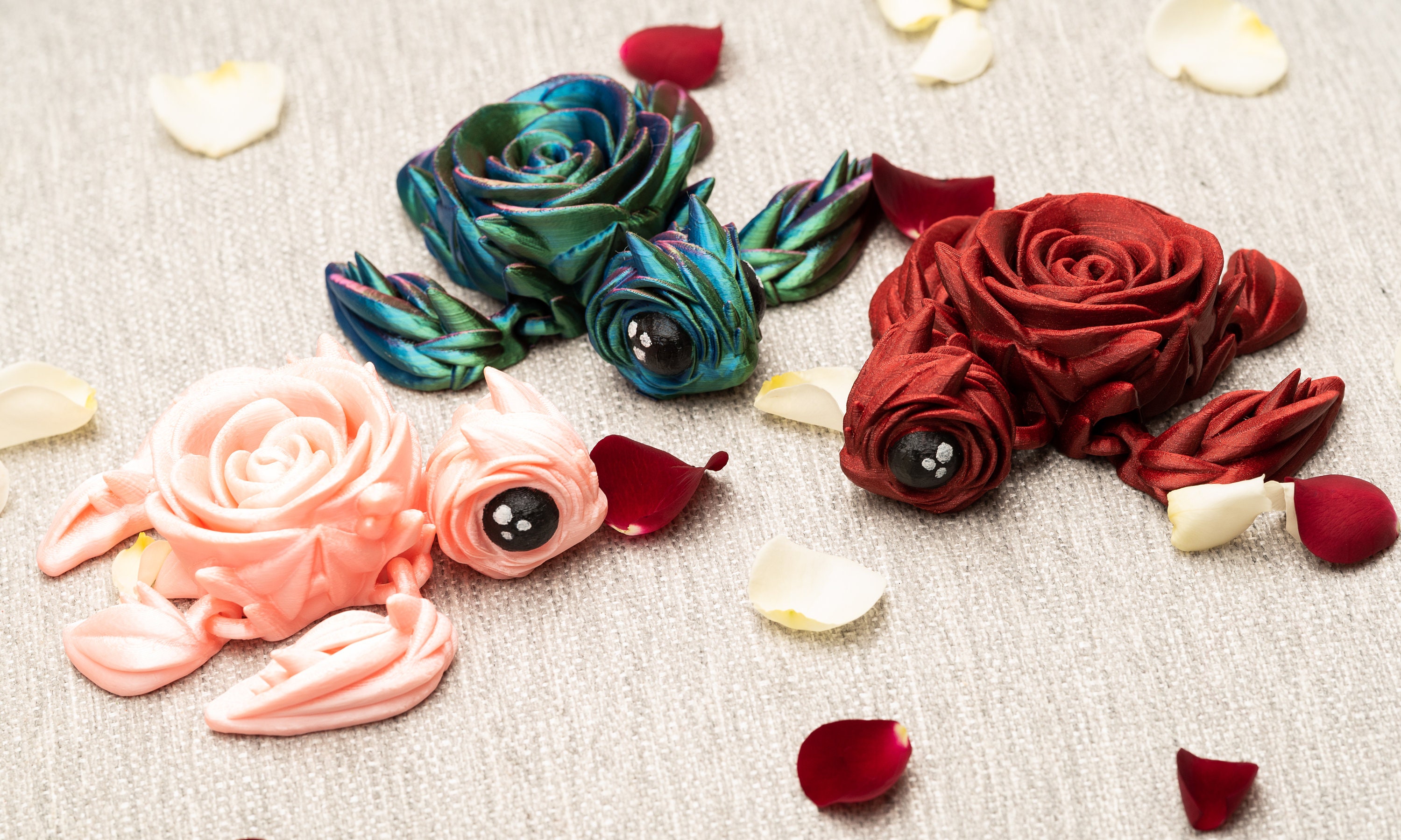 Rainbow Rose Turtle Gift, 3D Print Collectible, Fidget Tool, Floral ...