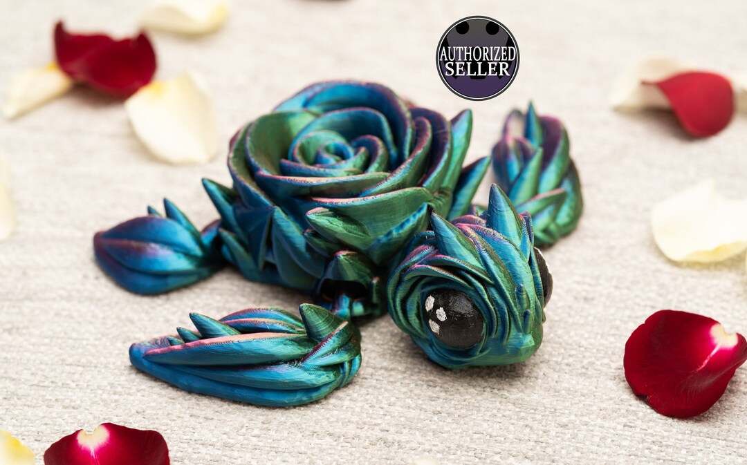 Rainbow Rose Turtle Gift, 3D Print Collectible, Fidget Tool, Floral ...