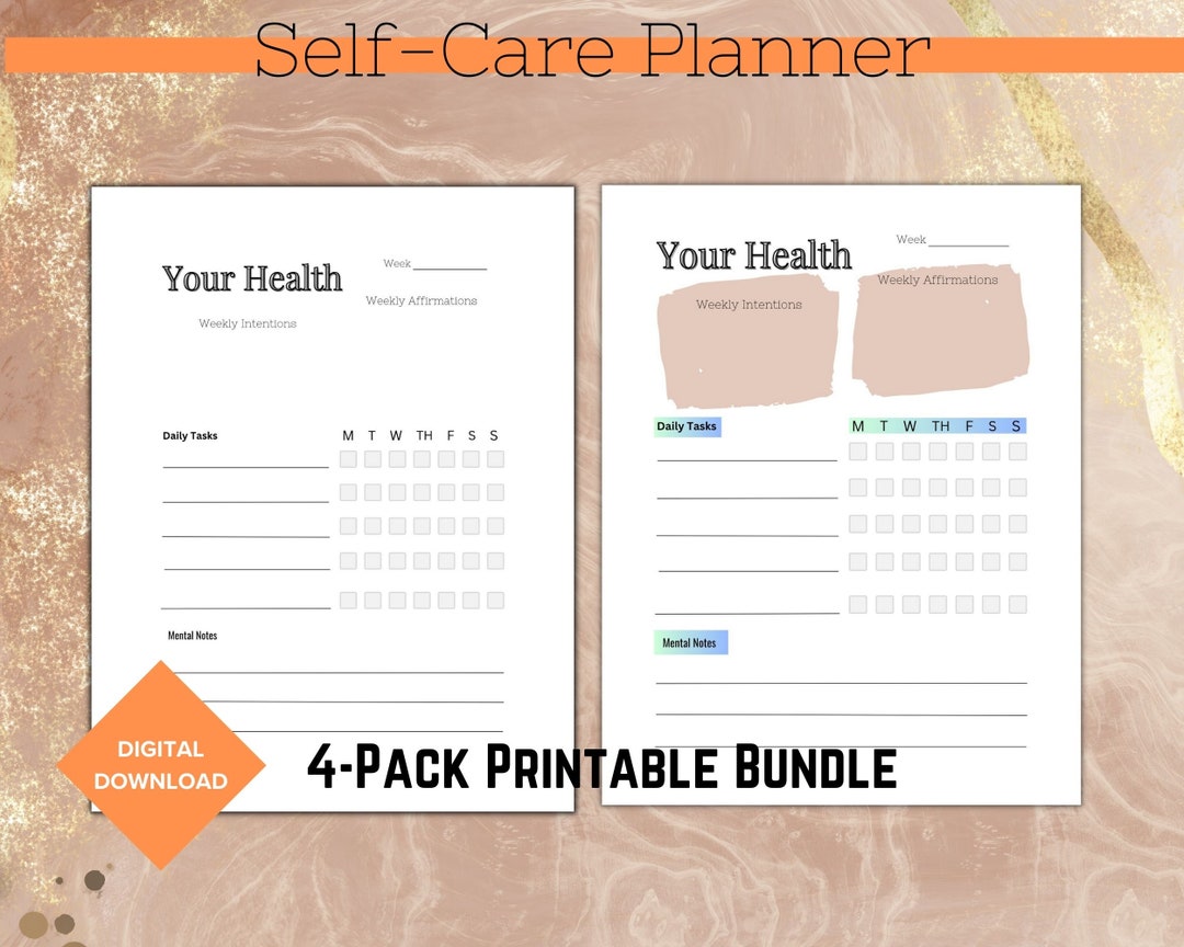 Self-care Planner Self-care Sheets Your Wellness Mood Tracker Self-care ...