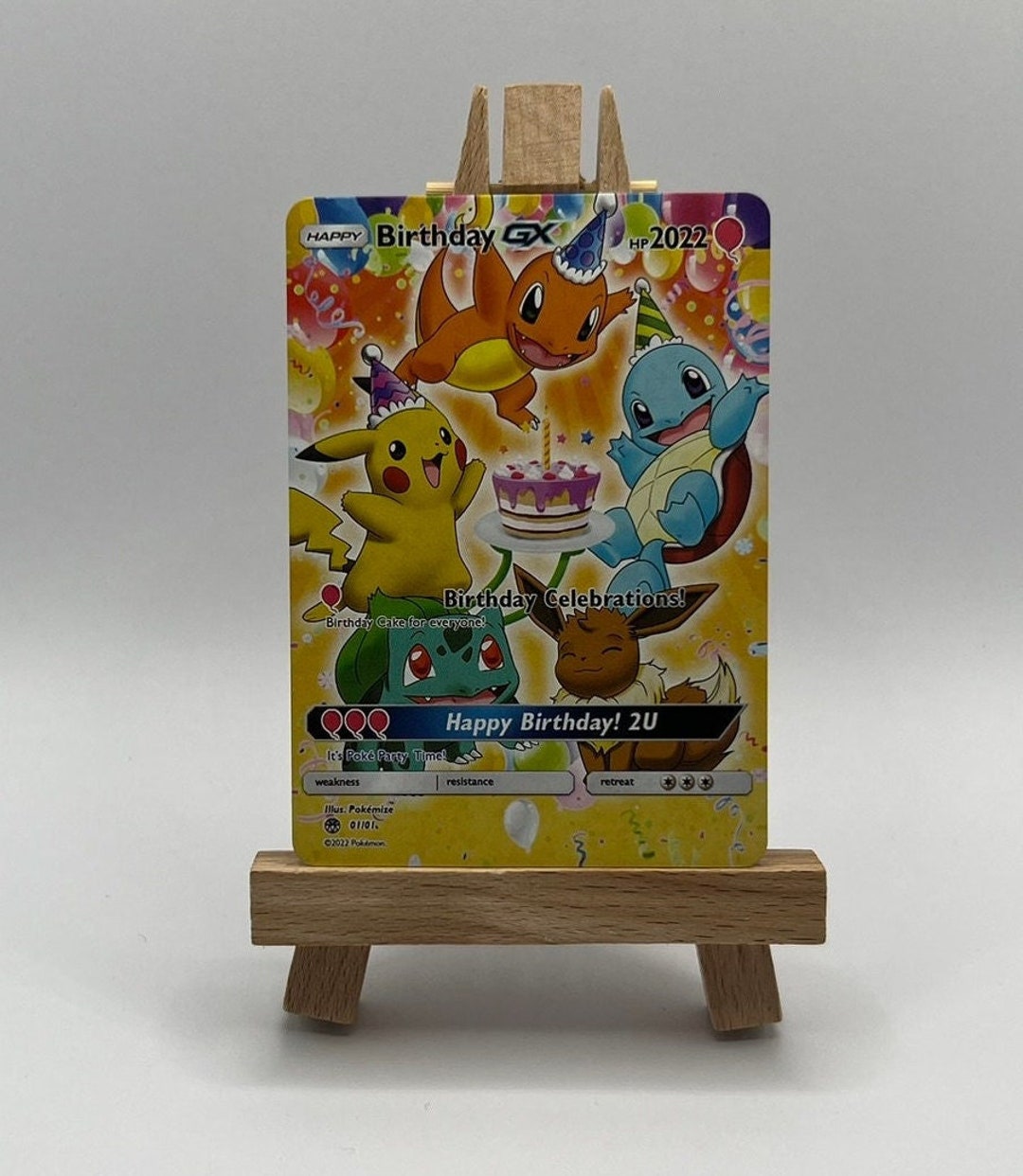 Birthday Pikachu Pokemon Card Proxy Birthday Gift for - Etsy