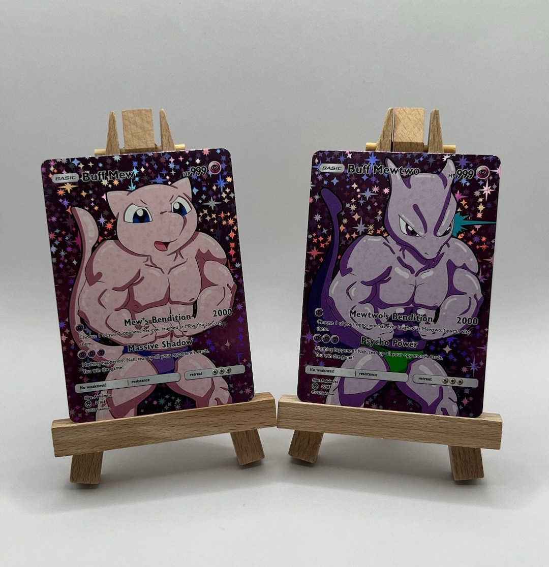 Buff Mew / Mewtwo Pokemon Card Full Art Holographic Secret - Etsy UK