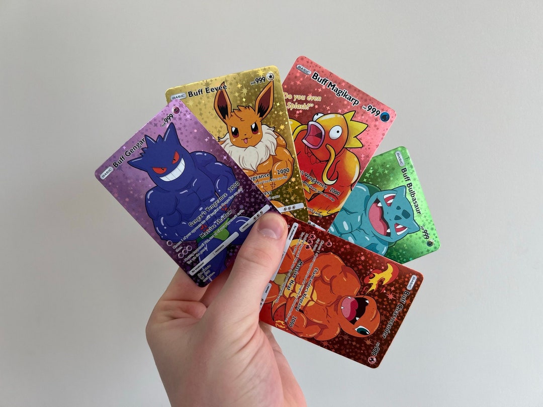 Buff Pokemon Full Art Holographic Gengar Pikachu Charizard - Etsy
