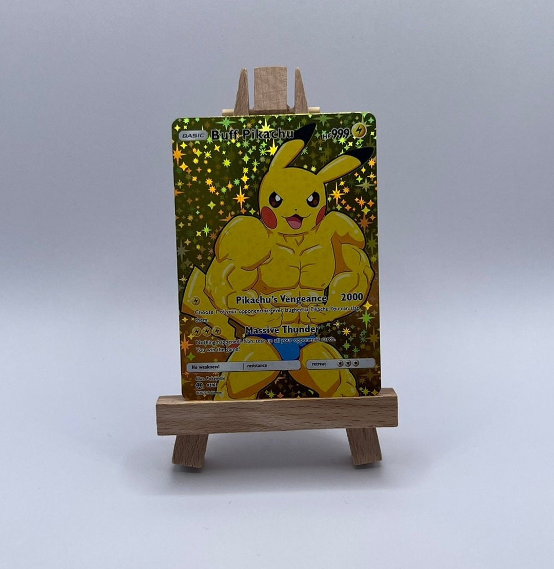 Buff Pikachu Holo Pokemon Card Funny Gift Birthday Christmas - Etsy
