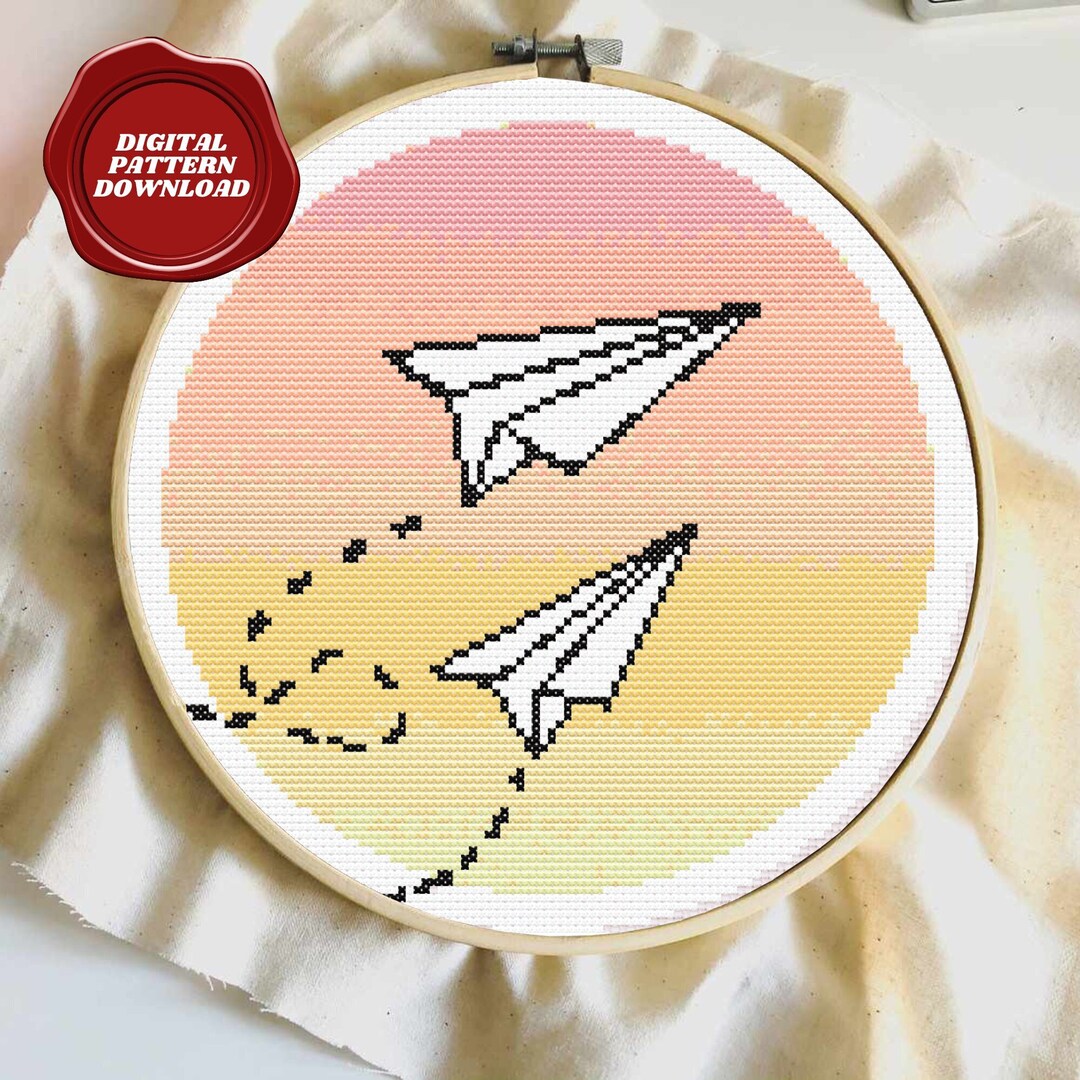 6" Embroidery & Cross Stitch Pattern: Paper Planes (digital Download) - Etsy