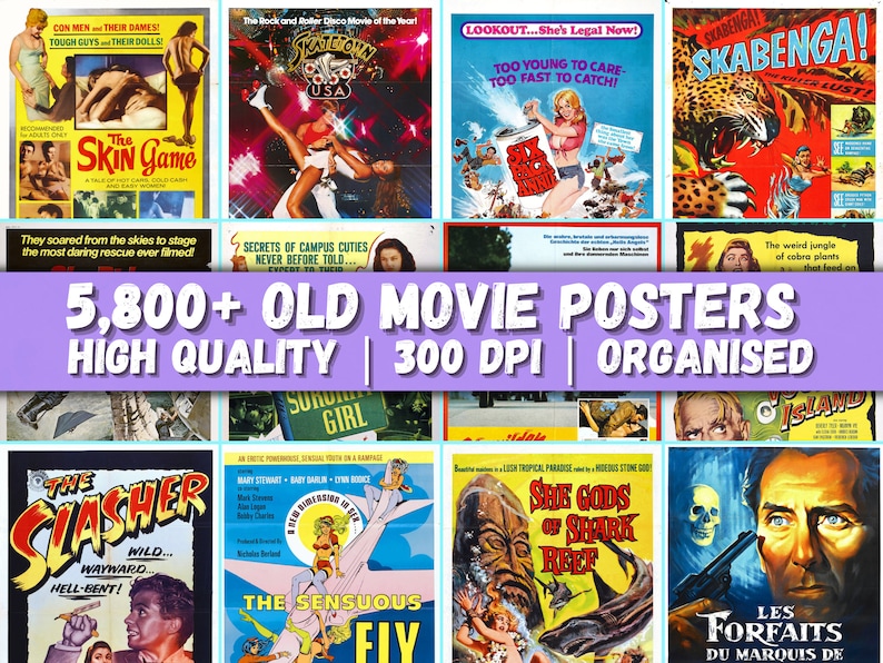 5,800 Old Movie POSTERS, High Quality 300 DPI, MEGA Movie Posters ...