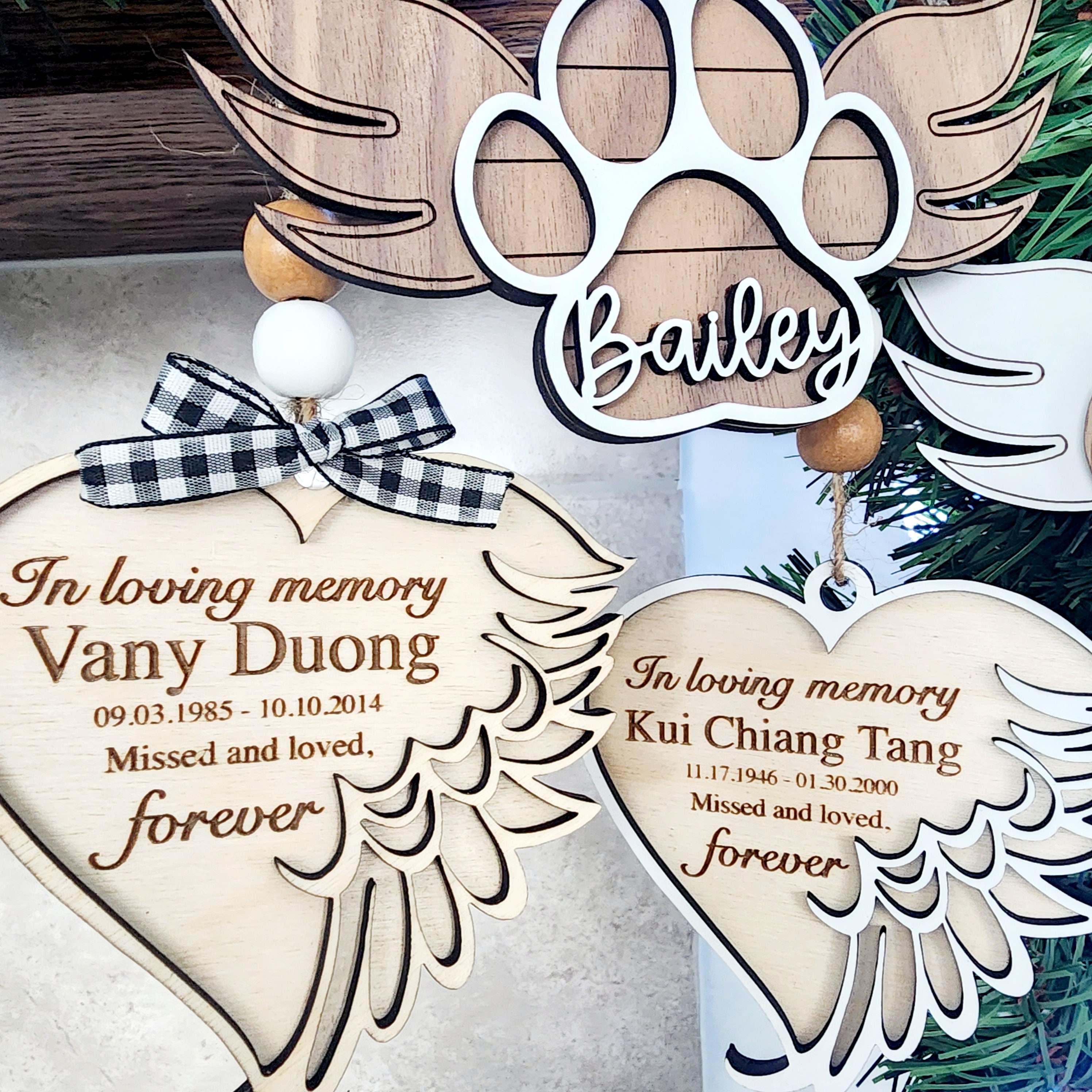 Memorial Gift Ornament Keepsake Angel Wing for Loved One Remembrance ...
