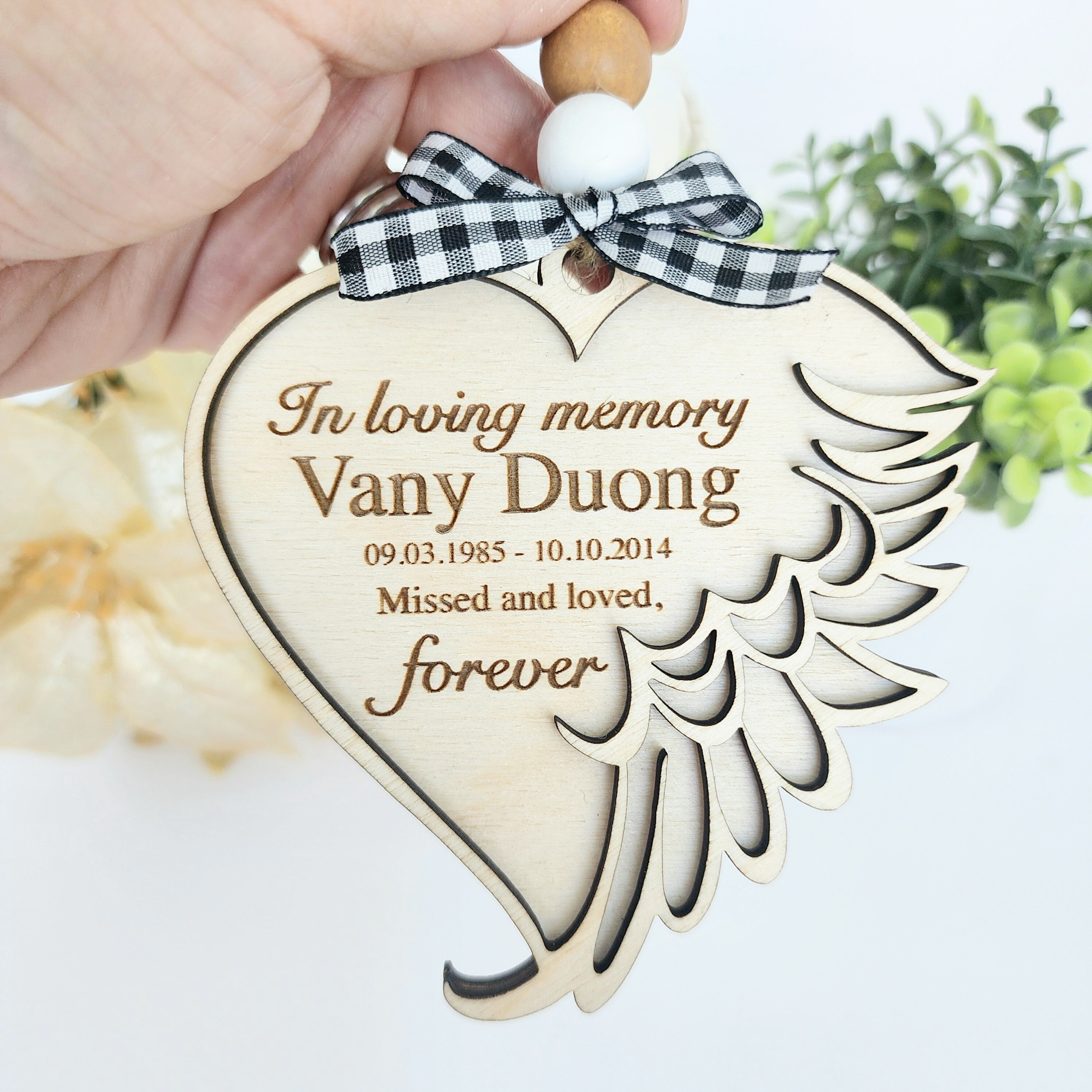 Memorial Gift Ornament Keepsake Angel Wing for Loved One Remembrance ...