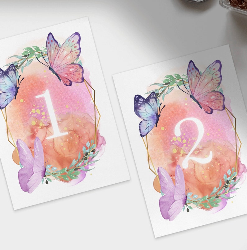 Printable Butterfly Table Numbers ,instant Download Template, Baby ...