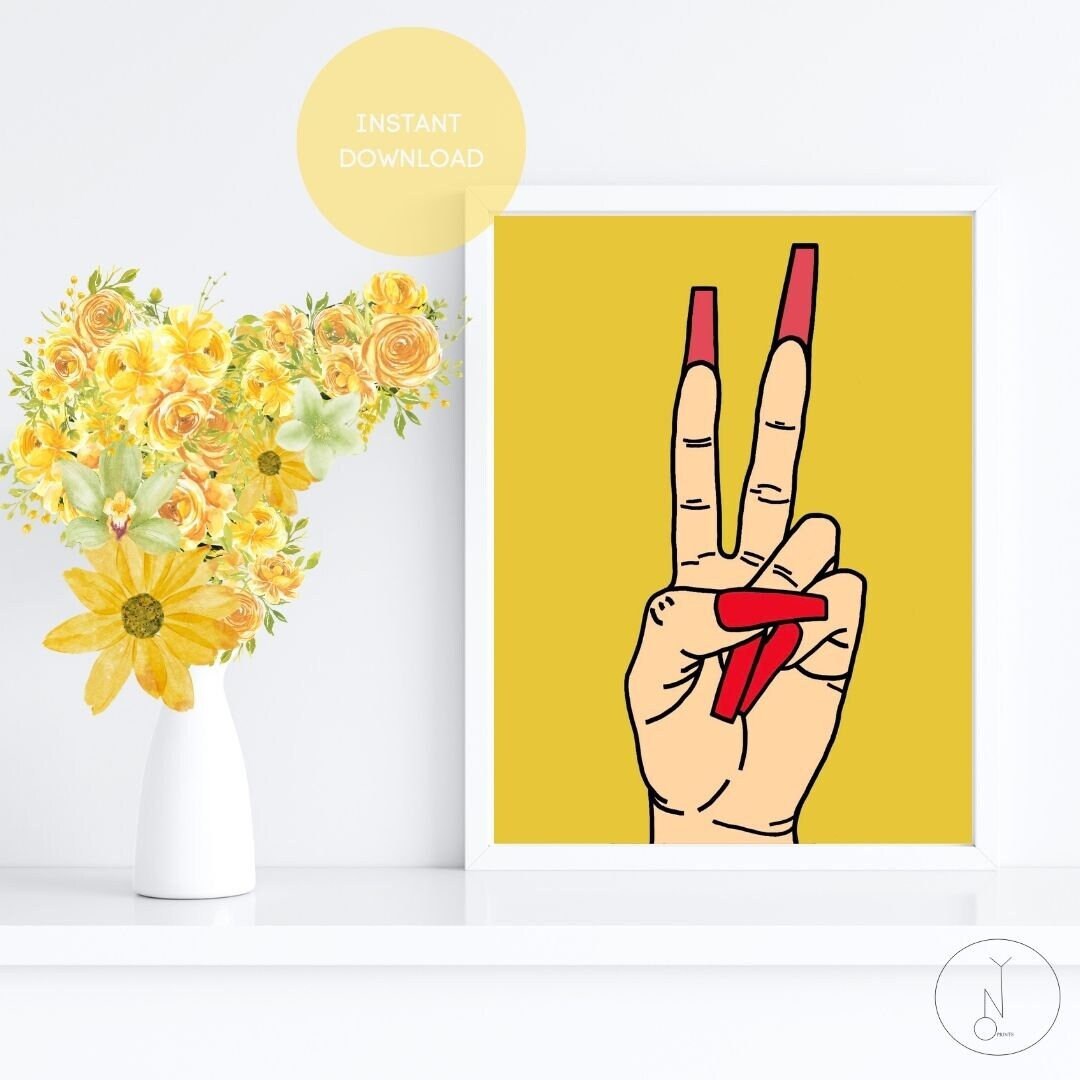 Peace Sign Wall Art, Peace Poster, Hands Gesture, Hand Art, Hand Sign ...