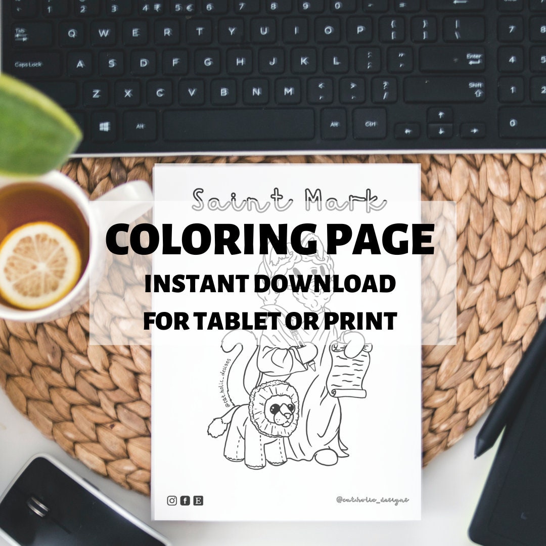 St Mark Coloring Page Catholic Coloring Pages for Kids PDF - Etsy UK