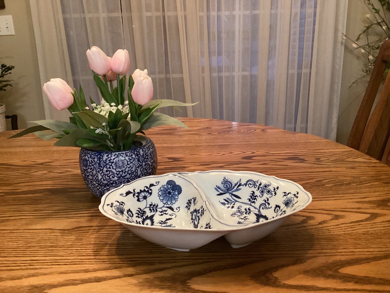 Blue Danube Divided Oval Vegtable Bowl - Etsy