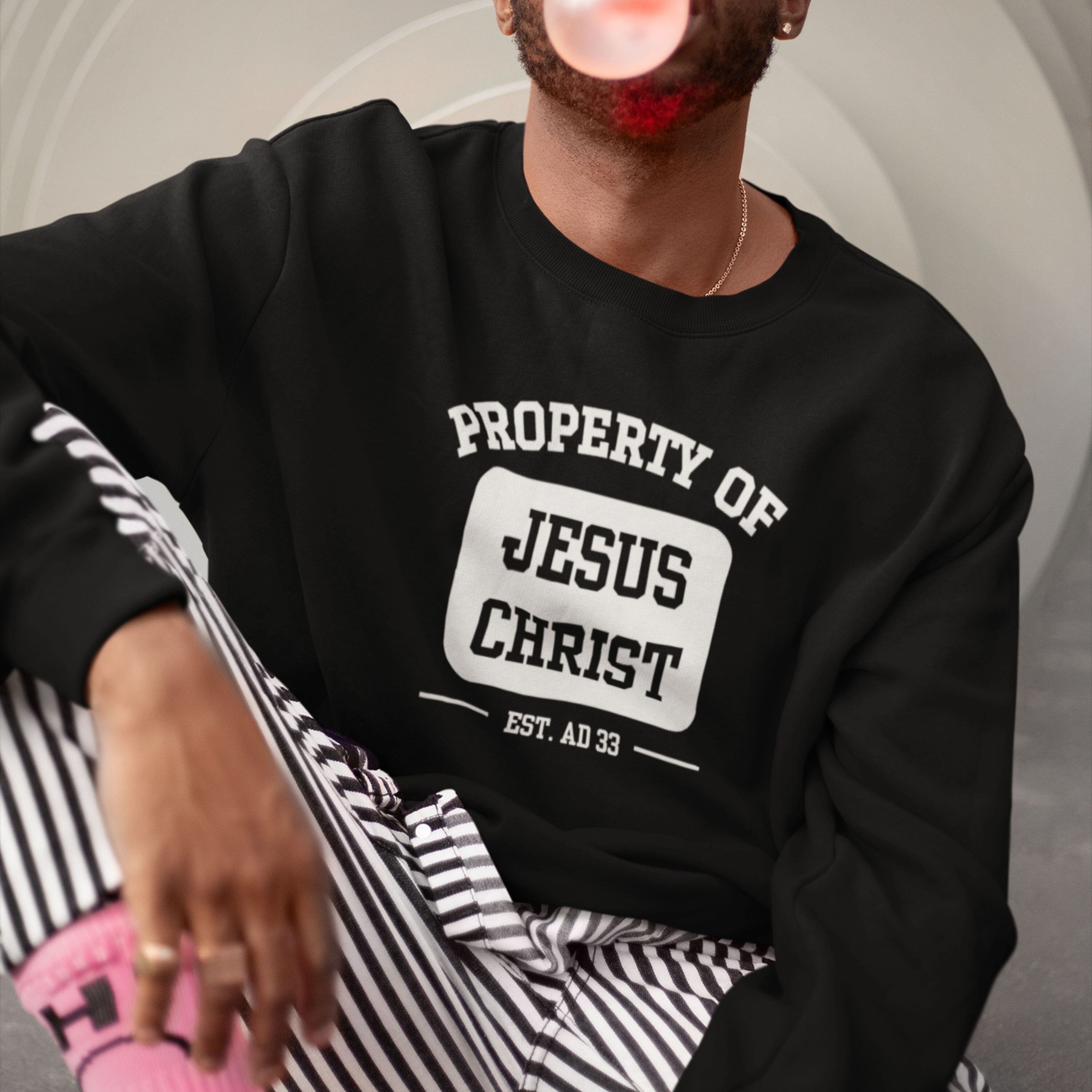 Property of Jesus Christ Crewneck Sweatshirt, Trendy Athletic Style ...
