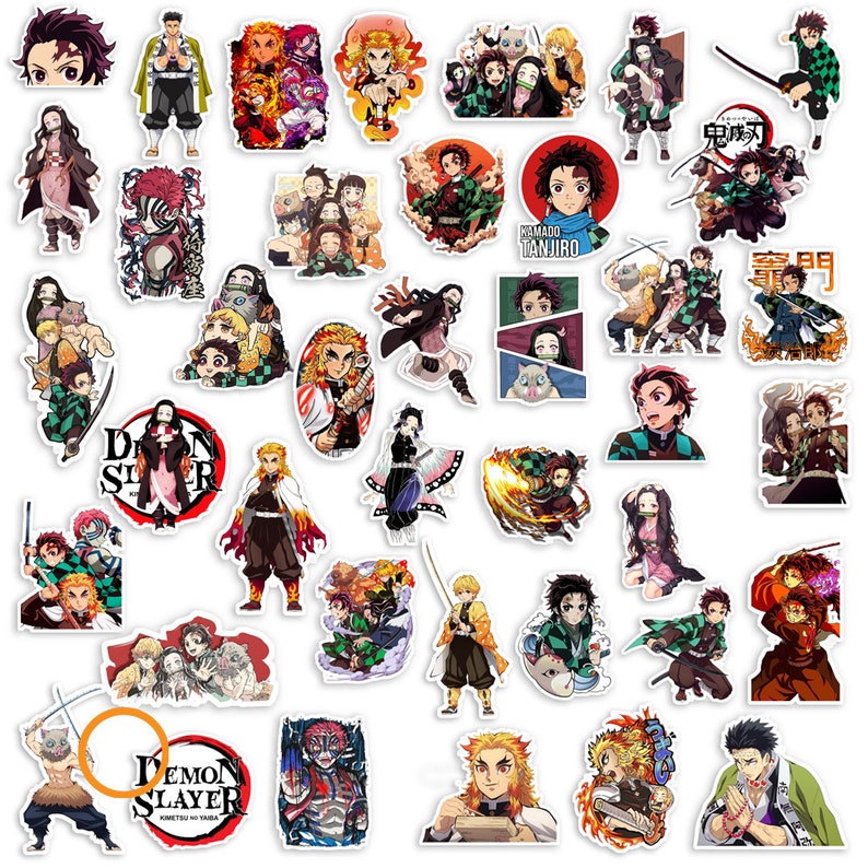 40 Stickers Demon Slayer, Anime Design Cute Aesthetic Stickers Decal ...