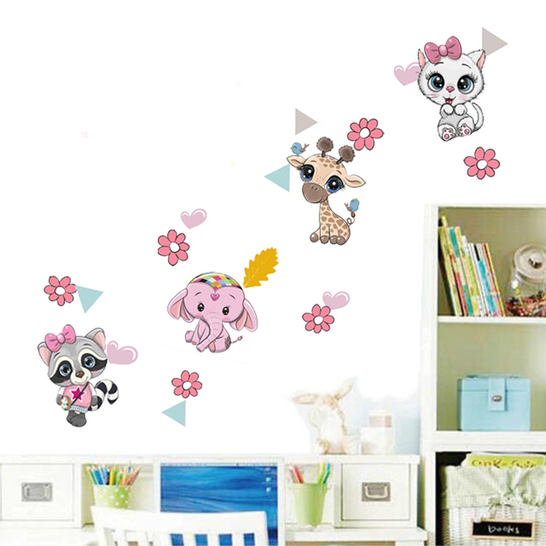 Kids Animal Wall Stickers, Nursery Room Décor, Fun Zoo Animals, Jungle ...