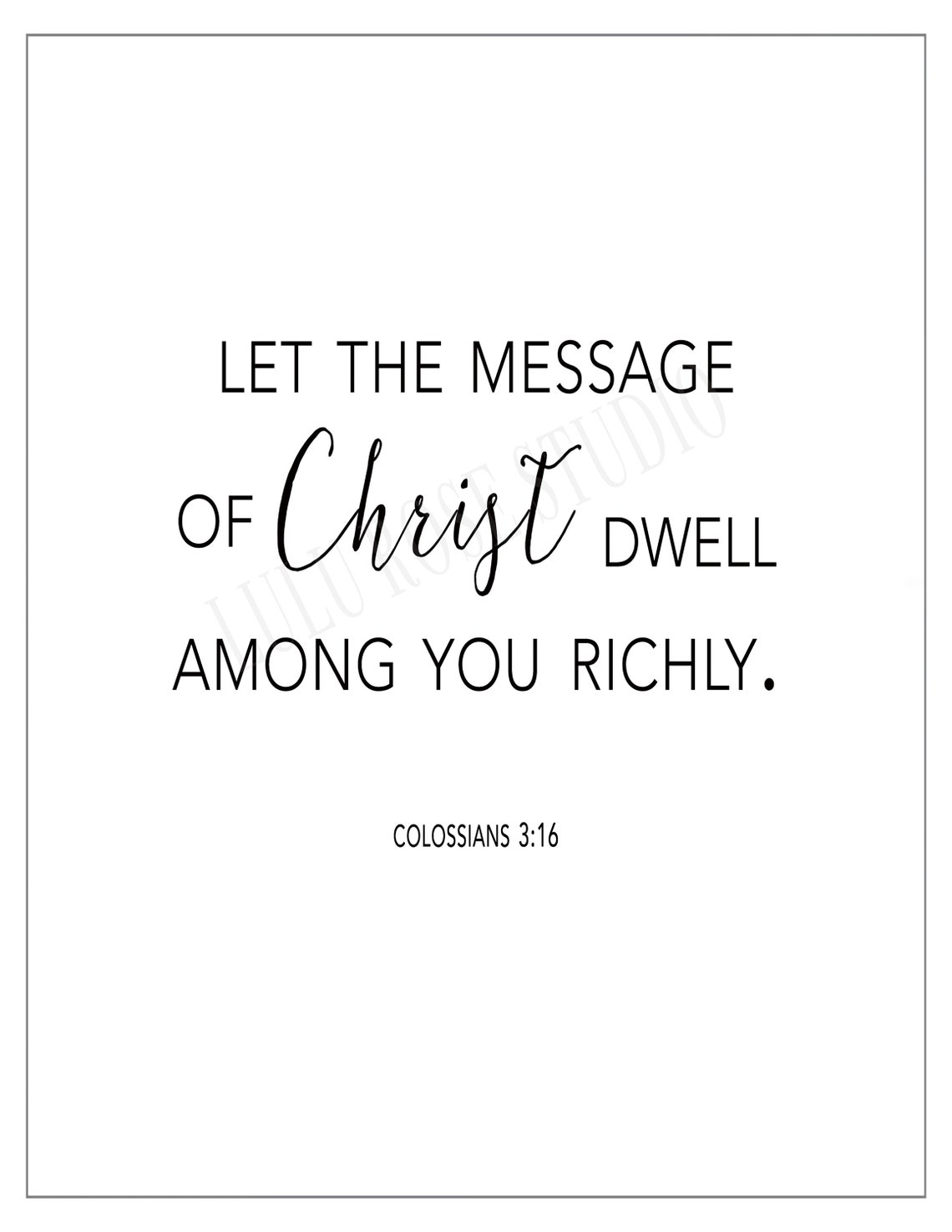 Colossians 3:16 | Scripture Art, Great for Home Office, Living Room ...