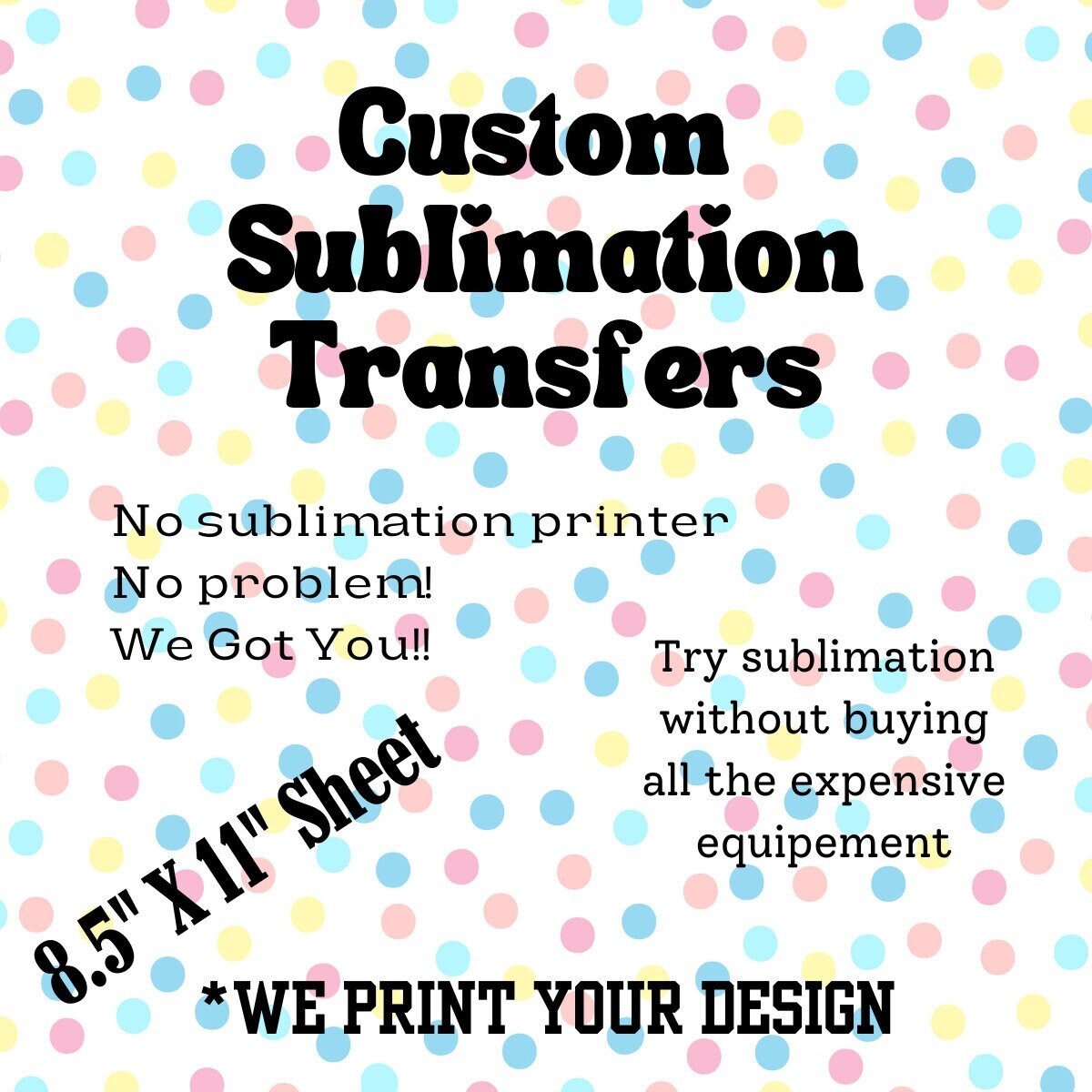 Sublimation Transfer Sheets Your Designs Printed Custom Sublimation ...