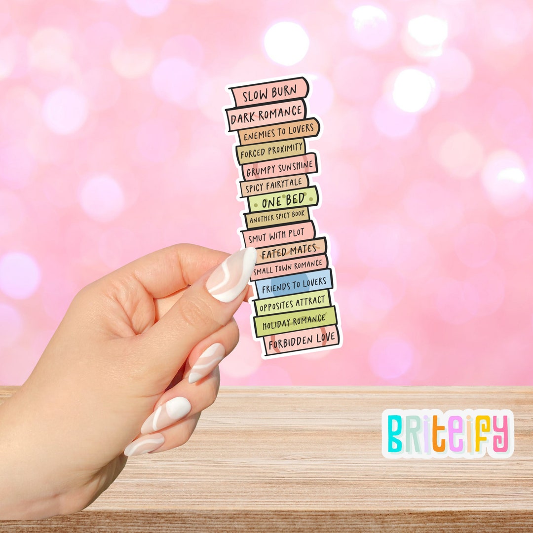 Tall Stack of Romance Tropes Sticker for Kindles, E-readers, Bookish ...