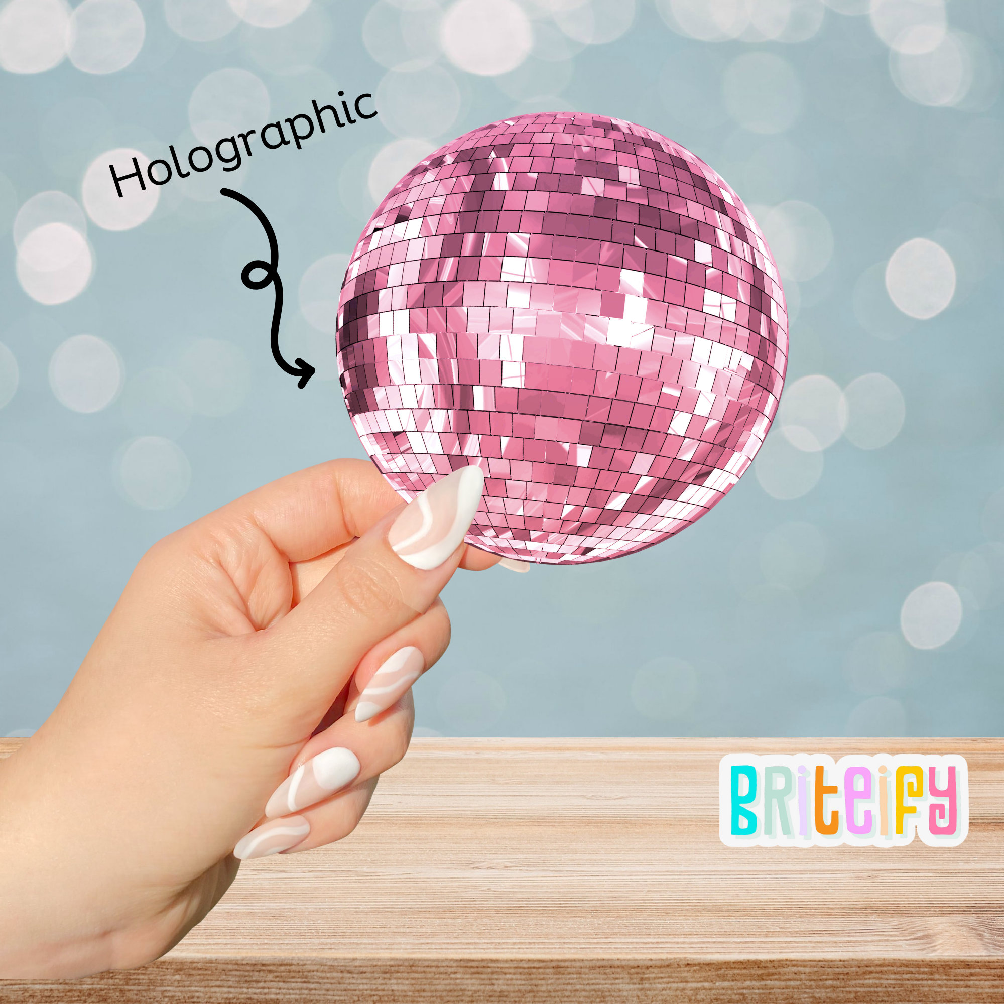 Holographic Disco Ball Vinyl Glossy Stickers Multicolor Shimmering ...