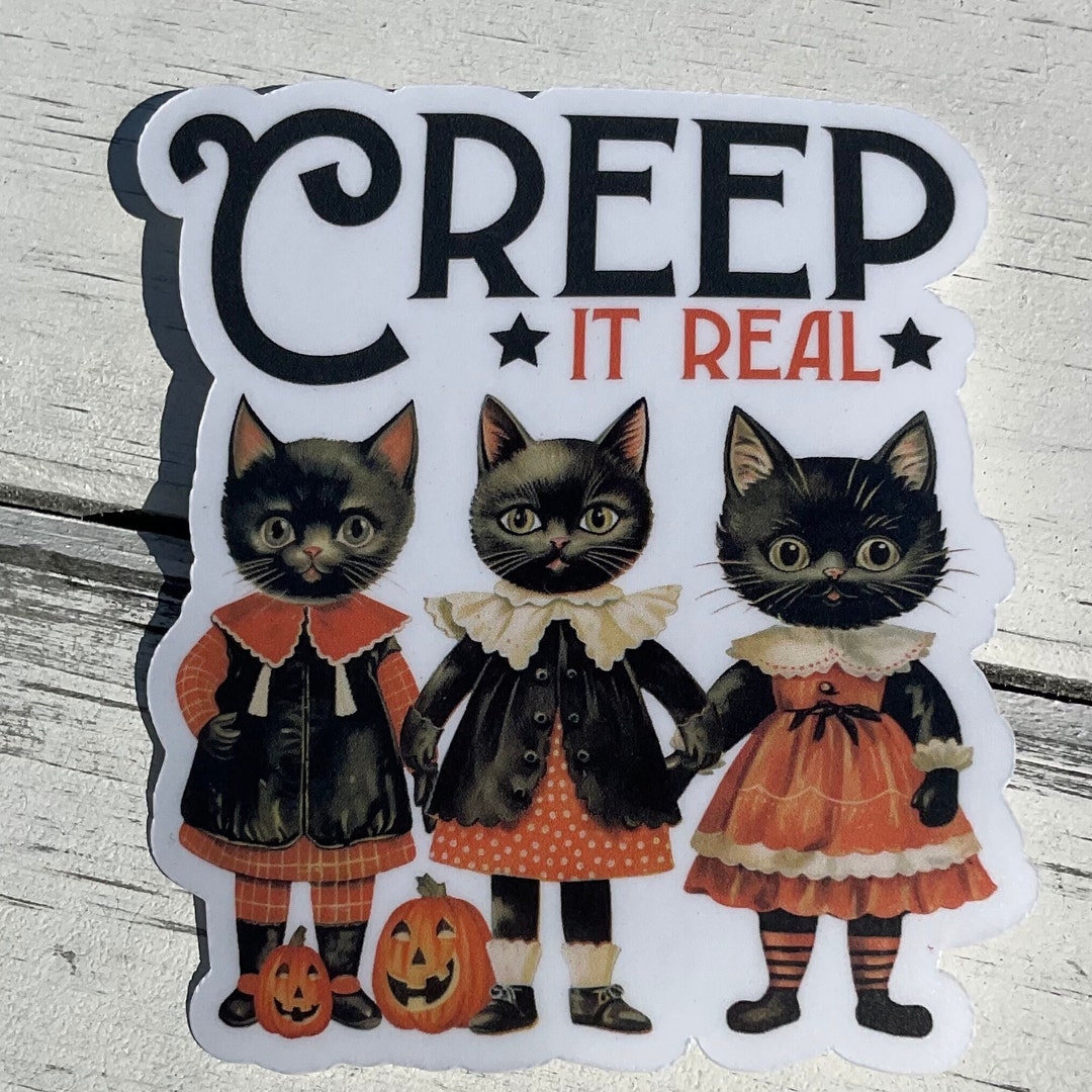 Black Cat creep It Real Waterproof Vinyl Sticker - Etsy