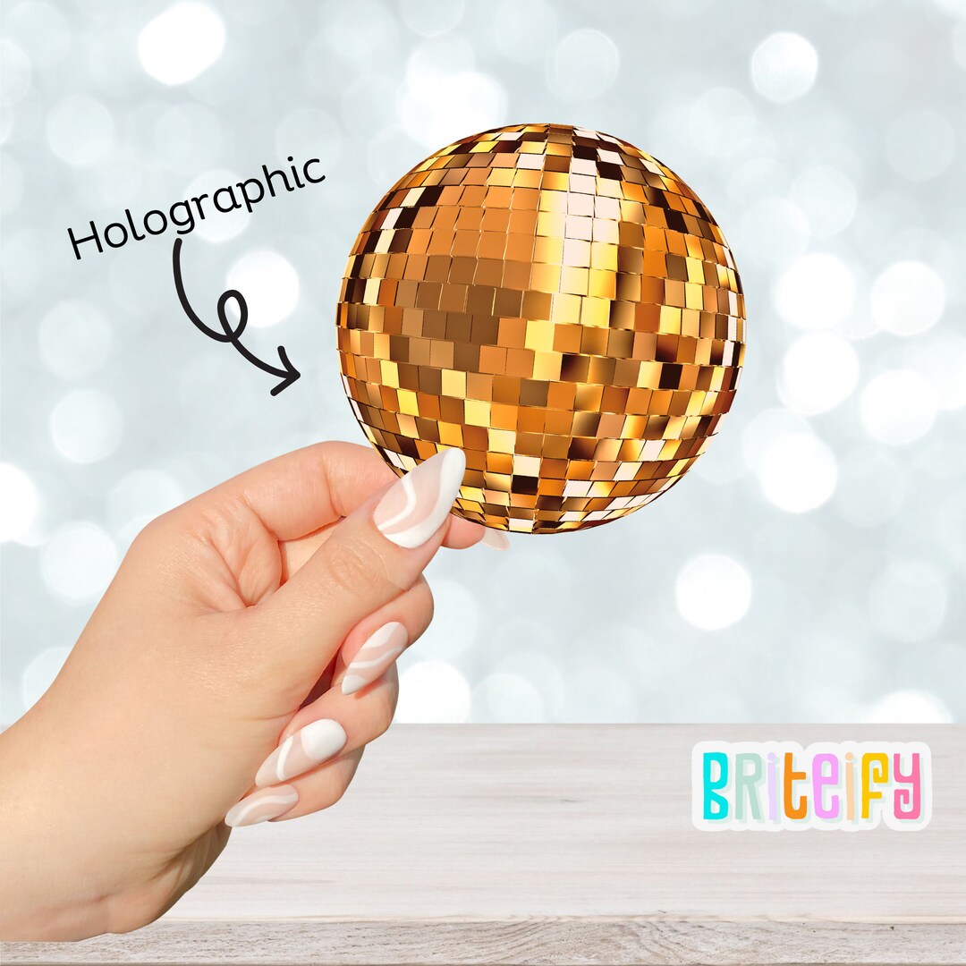 Holographic Disco Ball Vinyl Glossy Stickers - Multicolor Shimmering ...