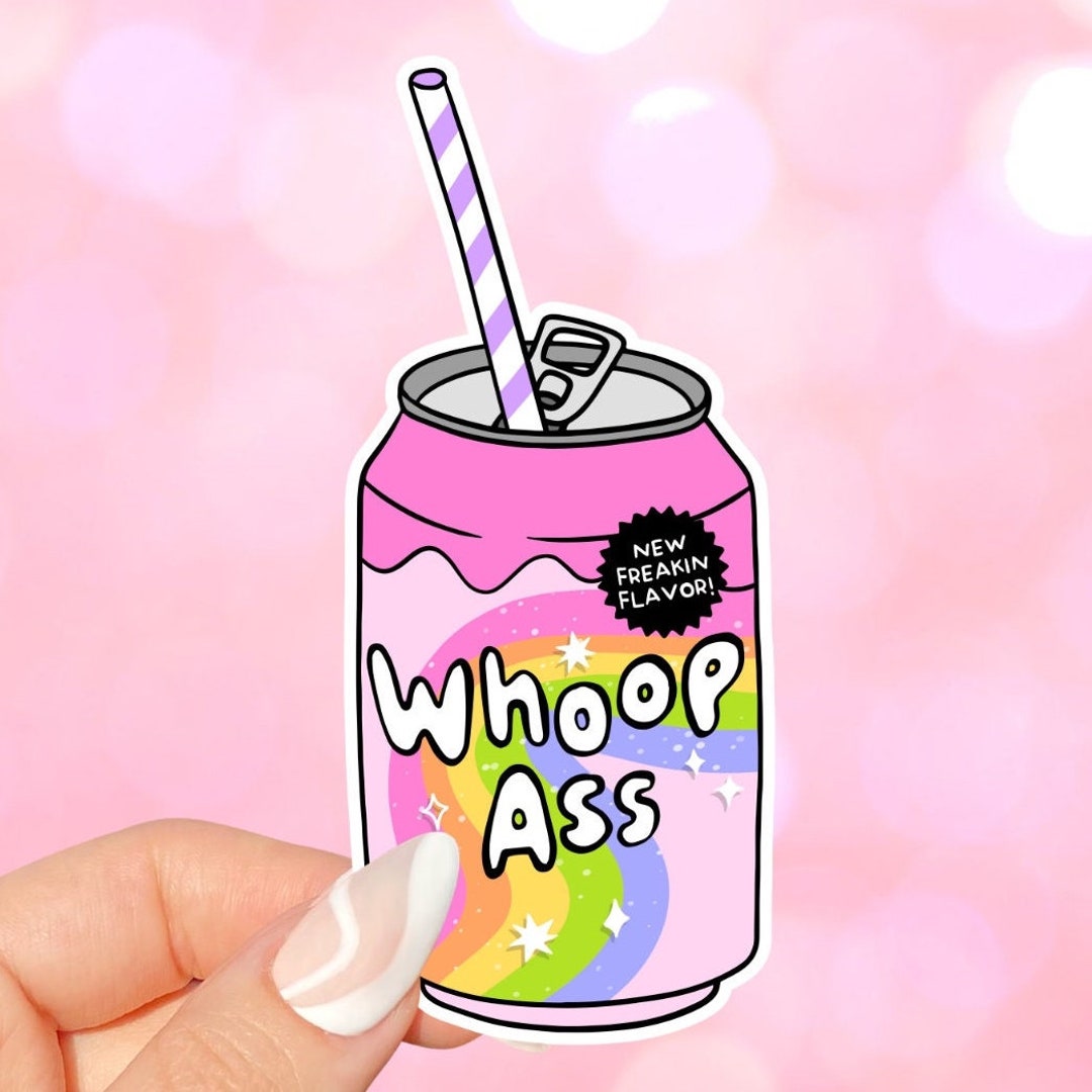 Pink Can of Whoop Ass Stickers for Kindles, E-readers, Funny Gifts for ...
