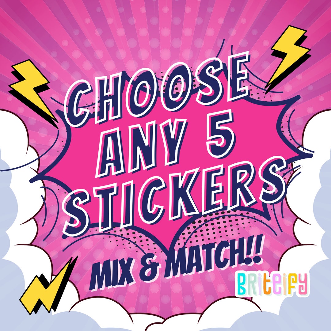 Mix and Match Any 5 Stickers Bundle Pack, Novelty, Trendy, Bookish ...