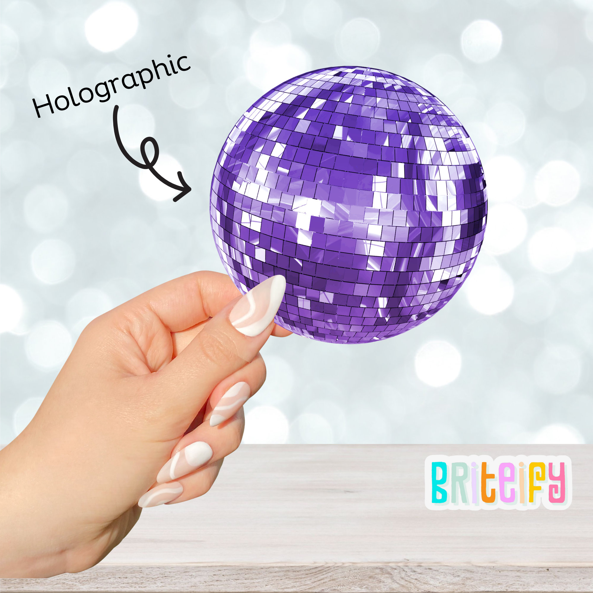 Holographic Disco Ball Vinyl Glossy Stickers Multicolor Shimmering ...