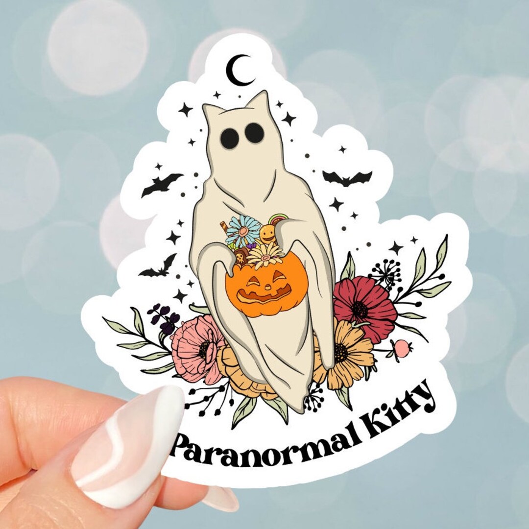 Spooky Kitty Cat Sticker for Laptops, Tablets, Journals, Stickers for ...