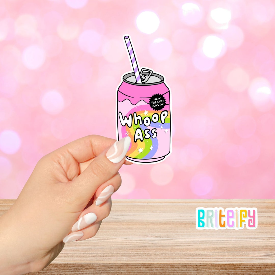 Pink Can of Whoop Ass Stickers for Kindles, E-readers, Funny Gifts for ...