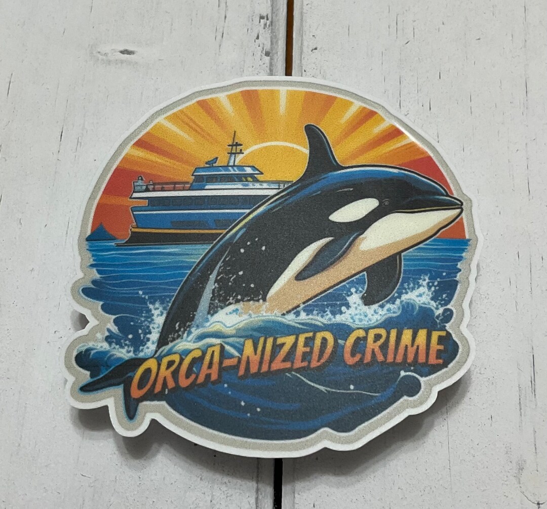 Orca-nized Crime Stickers Playful Orca Whale Art for Ocean Lovers, Orca ...
