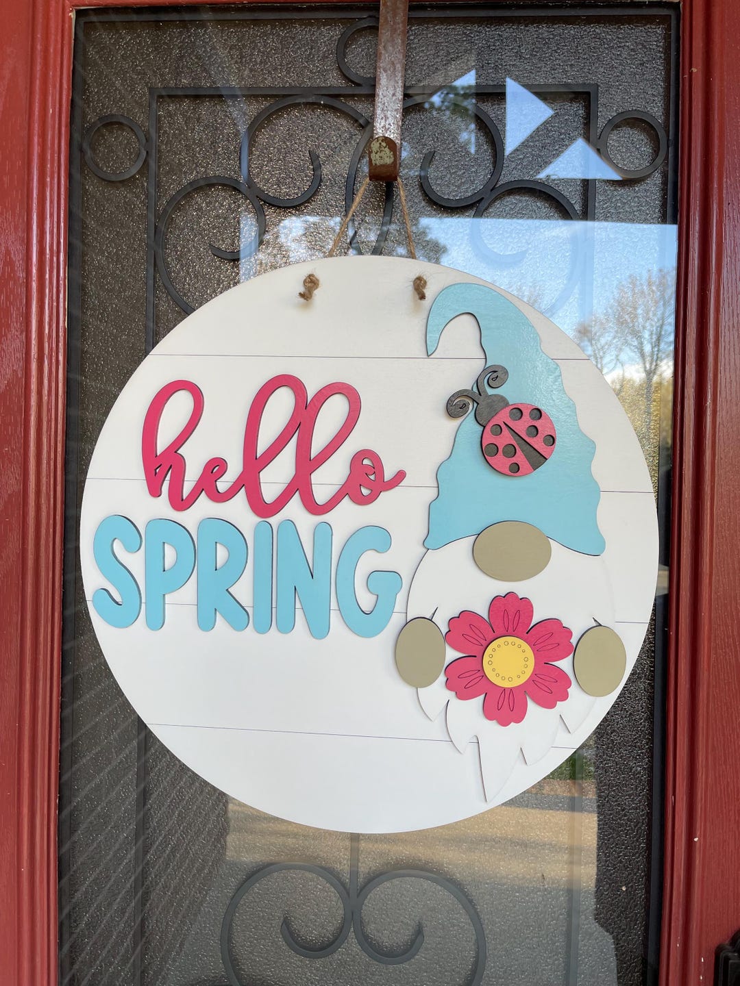 Hello Spring Door Sign | Gnome Spring Sign - Etsy