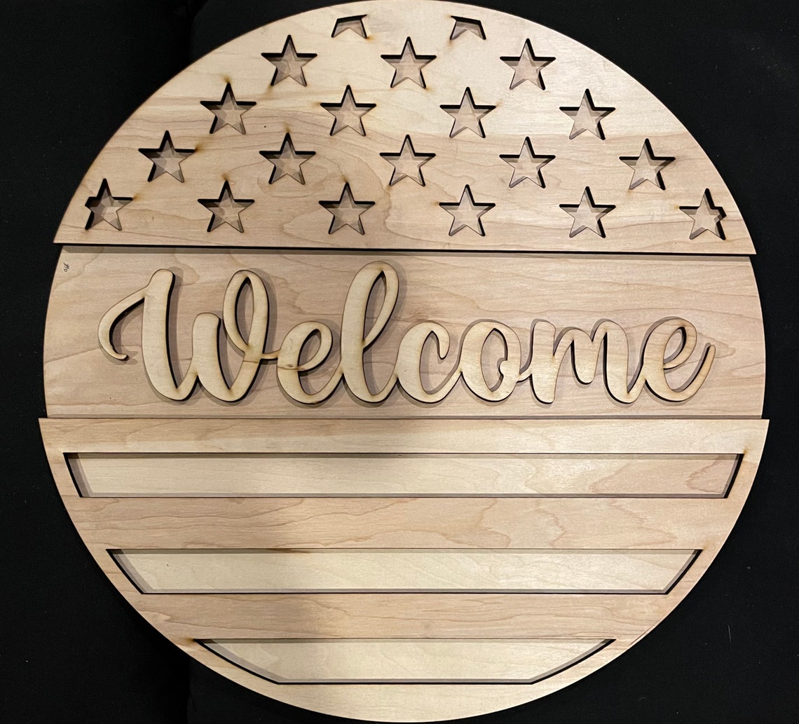 DIY American Flag Door Sign, Patriotic Door Sign, Stars and Stripes ...