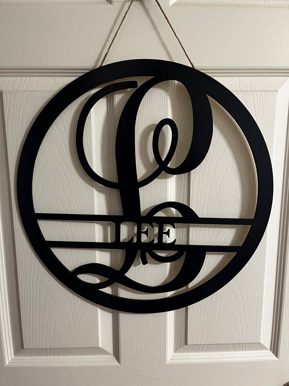 Wooden Monogram Door Hanger,last Name Circle Monogram Sign ...