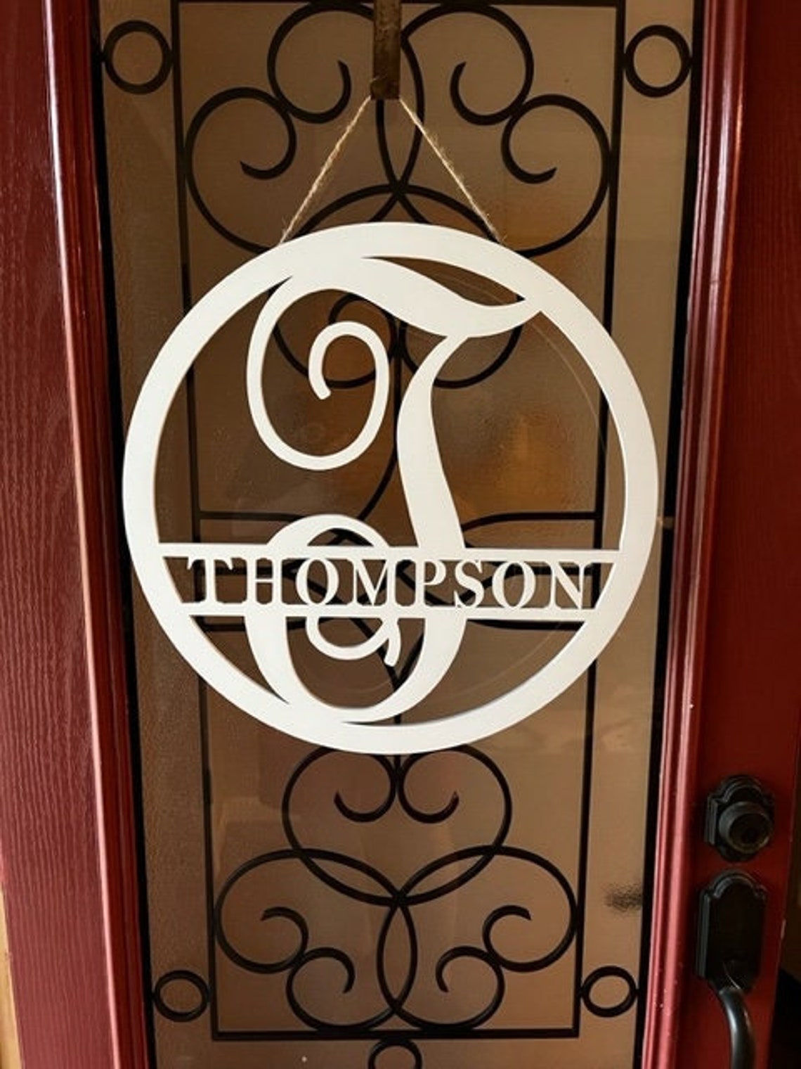 Wooden Monogram Door Hanger,last Name Circle Monogram Sign ...