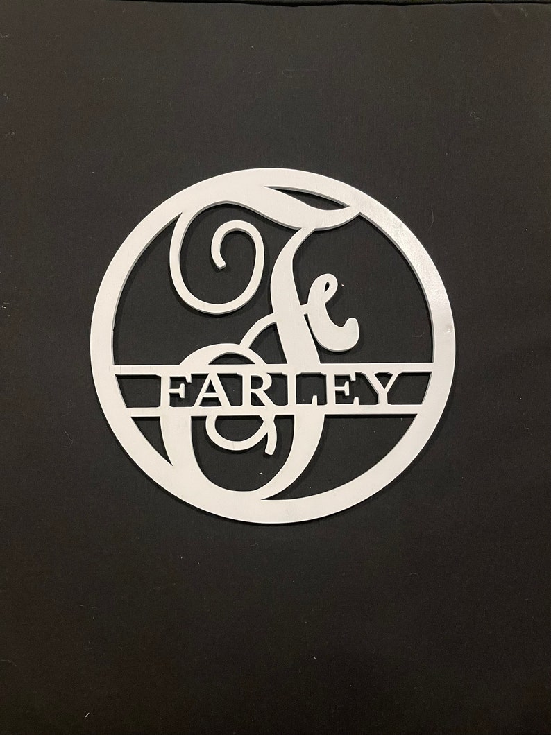 Wooden Monogram Door Hanger,last Name Circle Monogram Sign ...