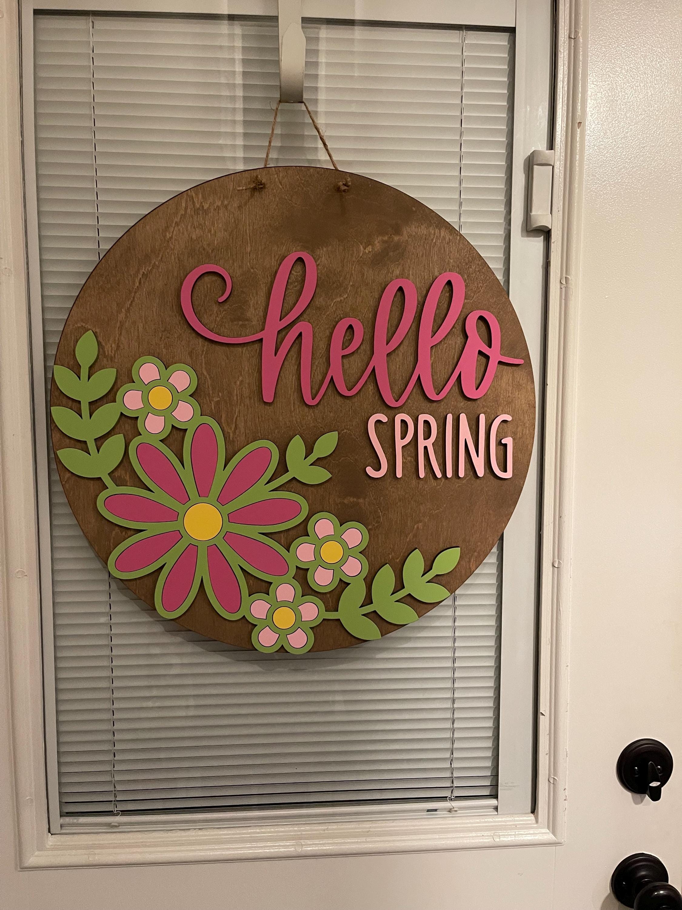Hello Spring Door Sign | Spring Wreath | Spring Flower Door Sign - Etsy