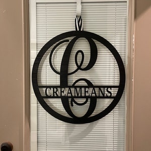 Wooden Monogram Door Hanger,last Name Circle Monogram Sign ...