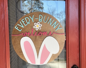 Every Bunny Welcome....easter Bunny....wooden Bunny Door Hanger...bunny ...
