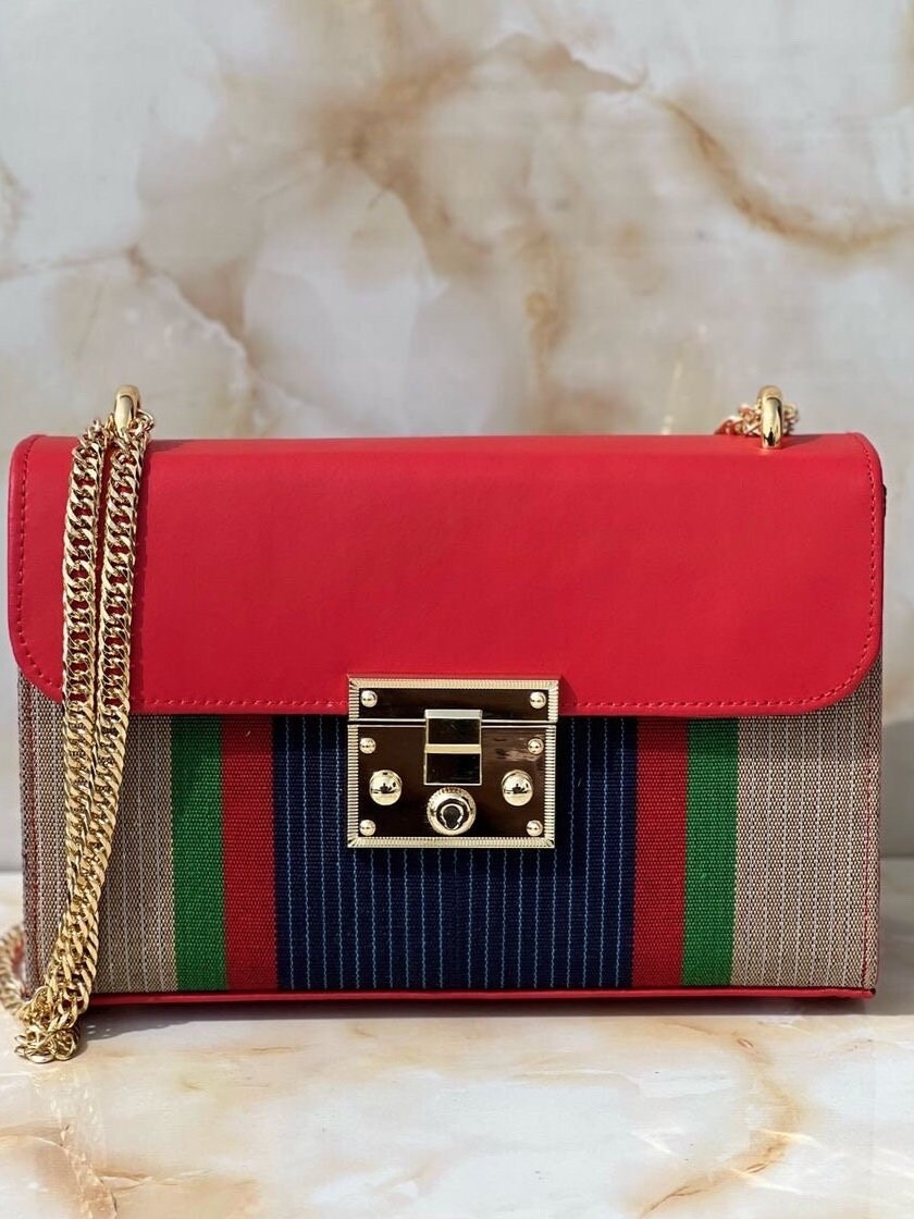 Julia Leather Aso-oke Bag - Etsy