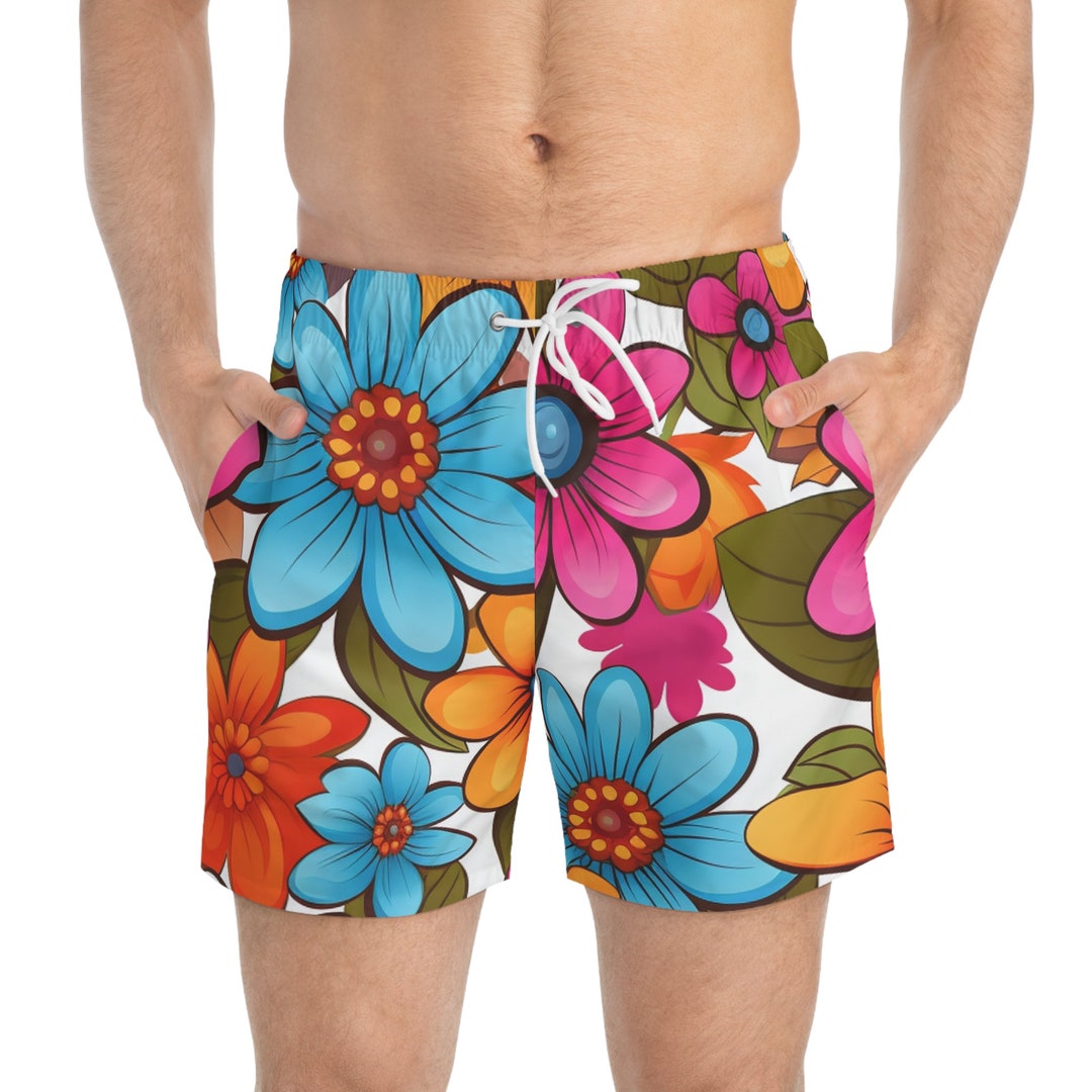 Big Flower Swim Trunks - Etsy