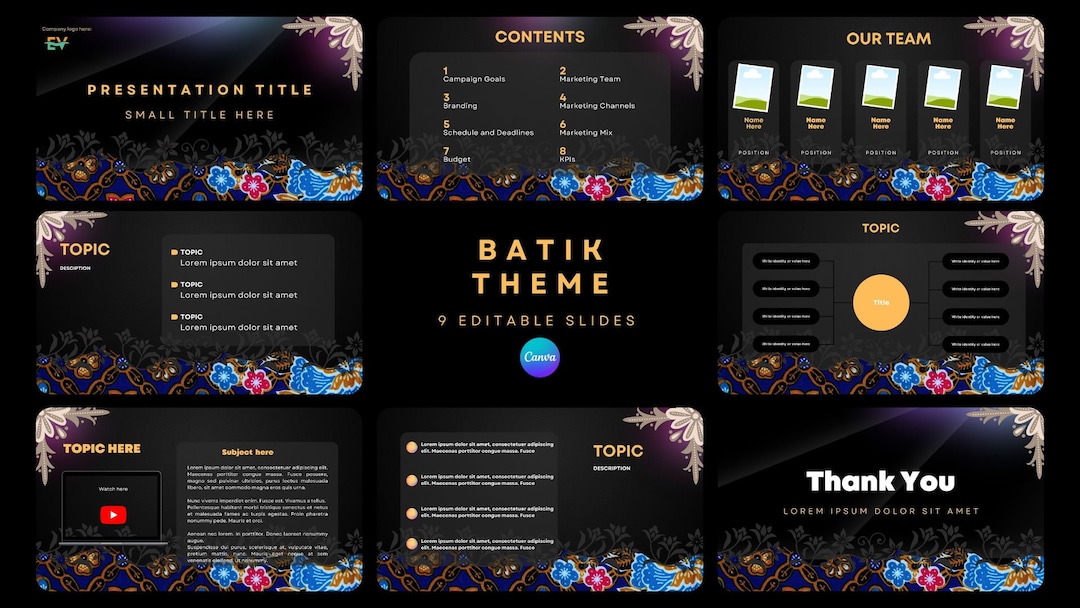 Premium Canva Template - BATIK THEME - Etsy