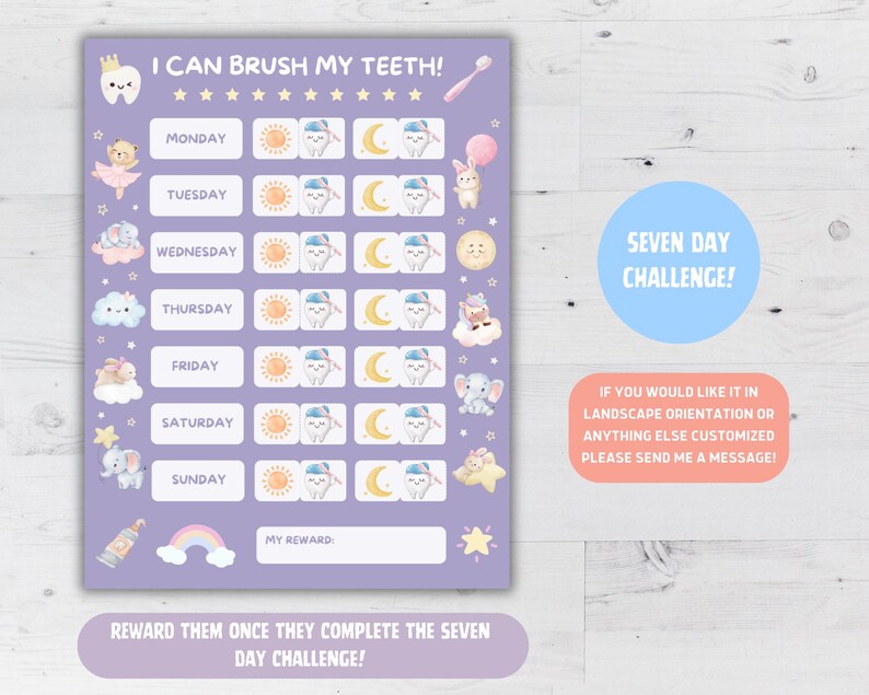 Printable Tooth Brushing Reward Chart, I Brushed My Teeth Chart, Brush ...
