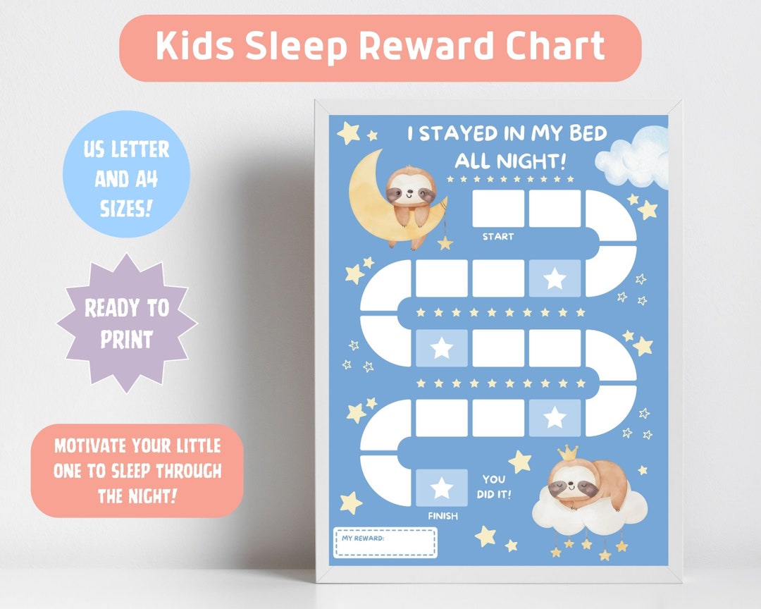 Printable Kids Sleep Reward Chart, Sleeping Chart, Sleep Tracker, Sloth ...