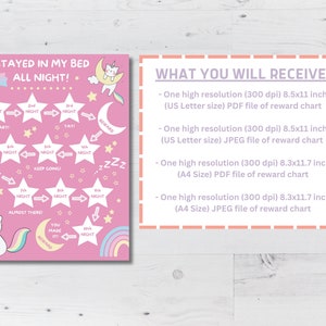 Printable Kids Sleep Chart Unicorn Cat Star Moon Sleeping Chart Sleep ...