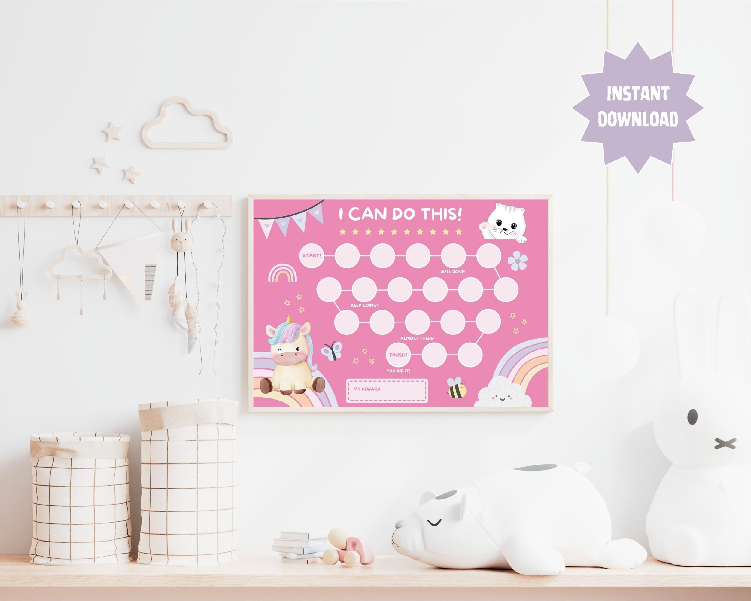 Printable Kids Rainbow Reward Chart, Motivational Behavior Tracker ...
