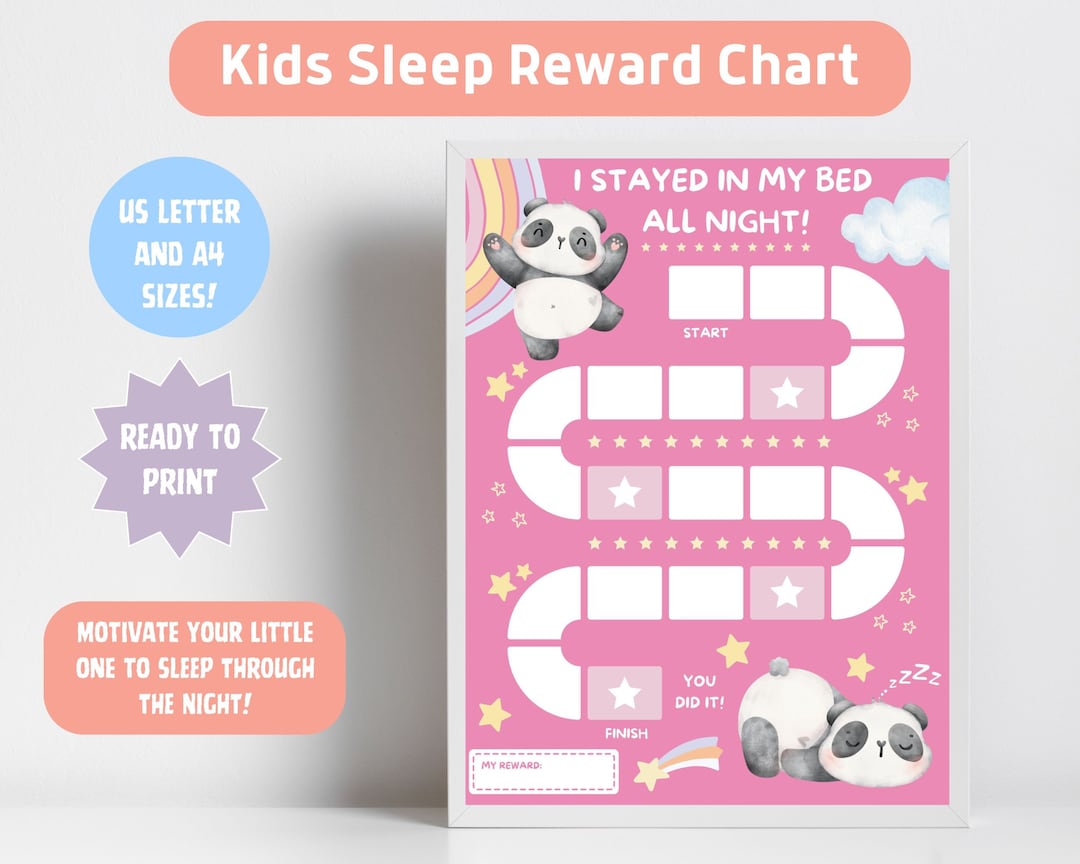 Printable Kids Sleep Reward Chart, Pink Sleeping Chart, Sleep Tracker ...